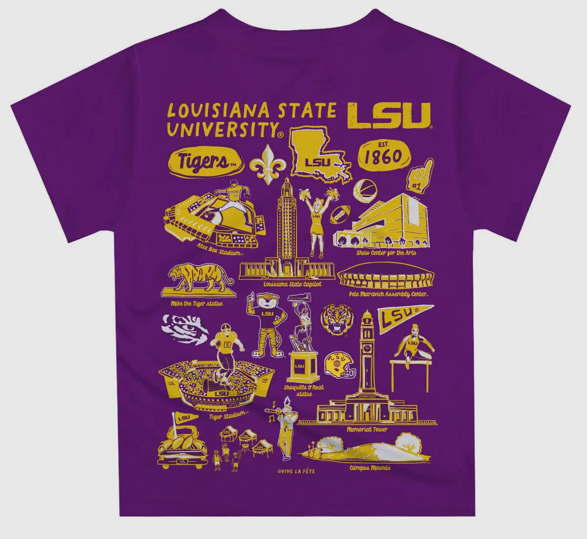 Purple LSU Tigers hand sketched impression tee – Little Louanne